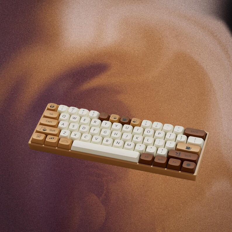 143 Keys Coffee Cat Theme Keycaps Set, 5 Side Dye-sub PBT Keycaps, XDA ...