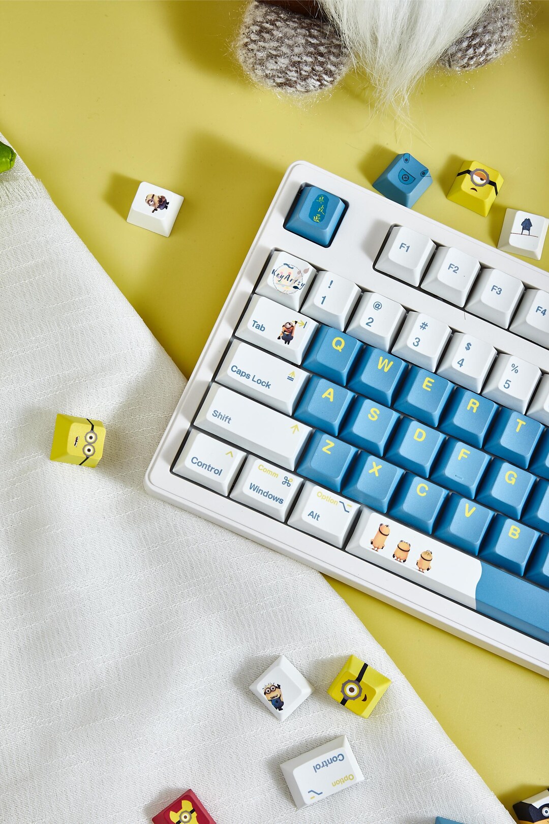 132pcs Minions Keycap, PBT Dye-sub Keycaps Set for Cherry MX Switch ...