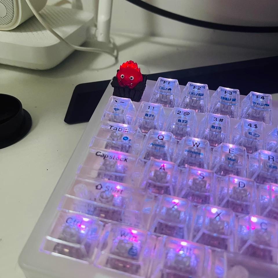 Howl's Moving Castle Calcifer Themed Keycaps Cute Artisan Backlit ...