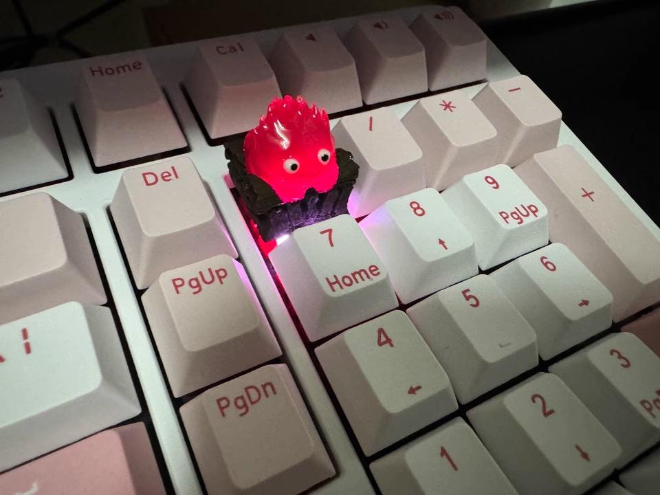 Howl's Moving Castle Calcifer Themed Keycaps Cute Artisan Backlit ...