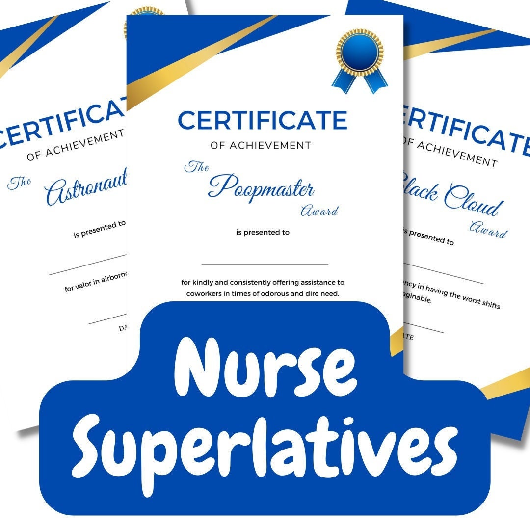 30 Nurse or Medical Superlative Award Certificates (PDF Download) - Etsy