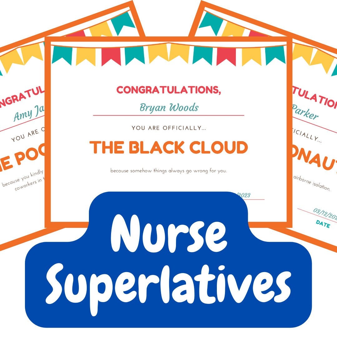 30 Nurse or Medical Superlative Award Certificates (PDF Download) - Etsy