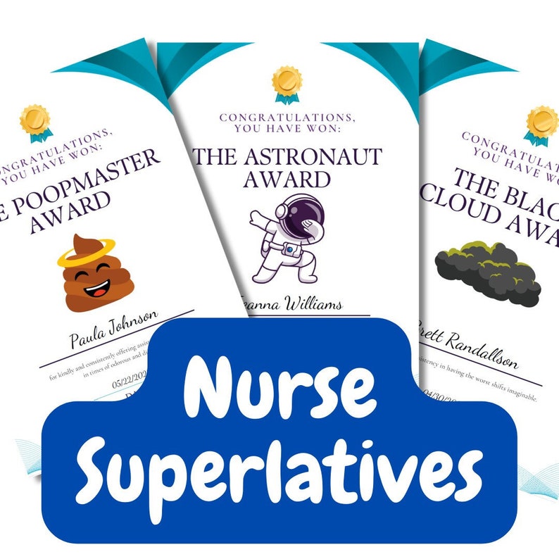 30 Nurse or Medical Superlative Award Certificates (PDF Download) - Etsy