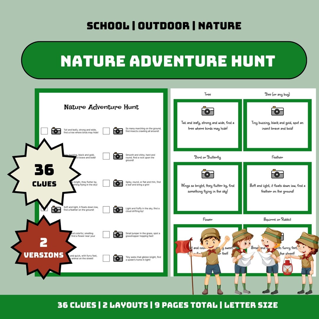 Kids Nature Scavenger Hunt – Printable Outdoor Photo Adventure – Fun ...