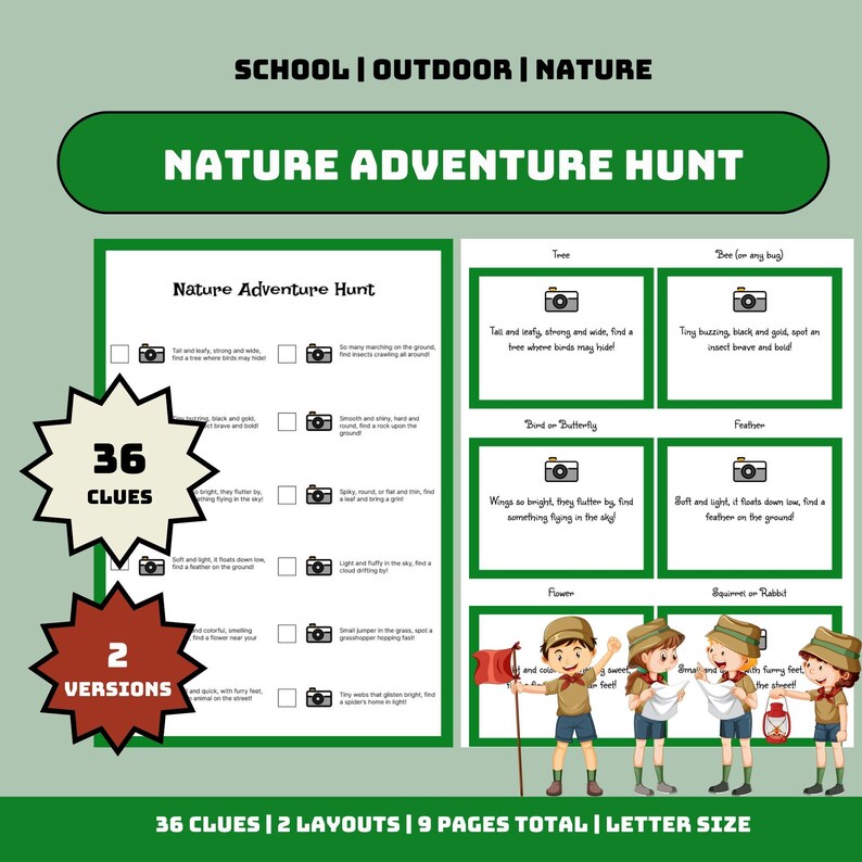 Kids Nature Scavenger Hunt – Printable Outdoor Photo Adventure – Fun ...