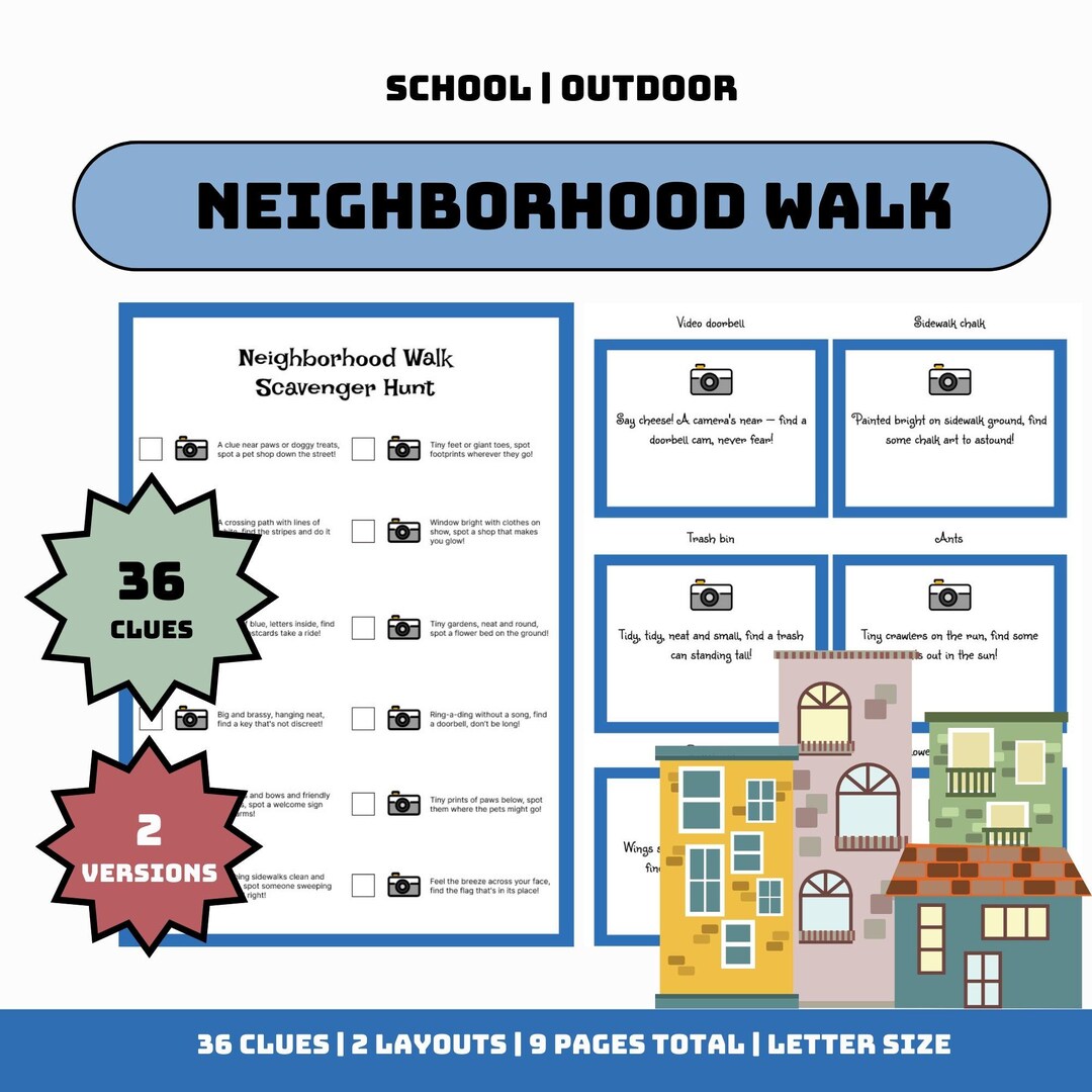Neighborhood Scavenger Hunt for Kids – Photo Challenge Game –outdoor ...