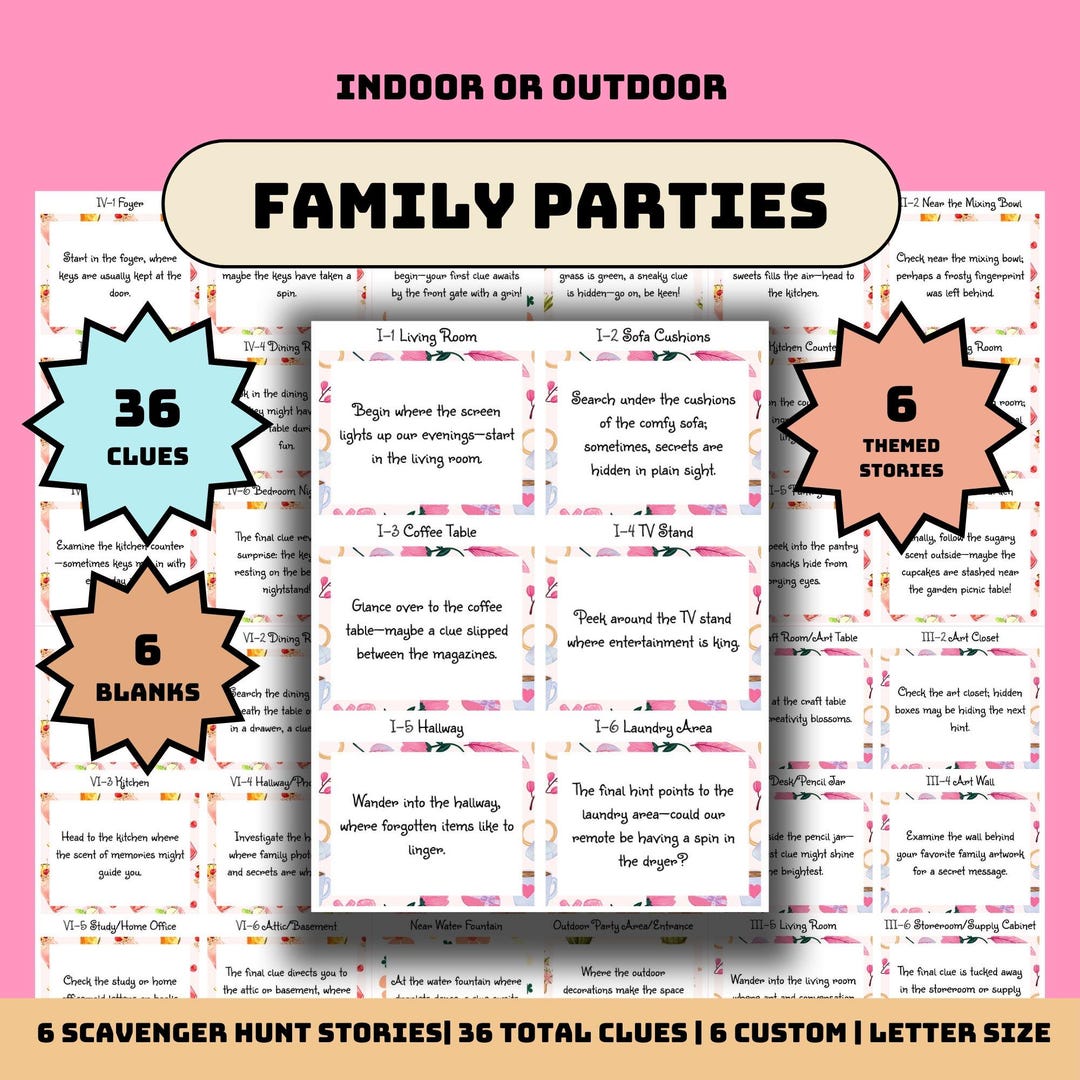 Detective Mystery Scavenger Hunt Printable – 6 Stories, 36 Clues + 6 ...