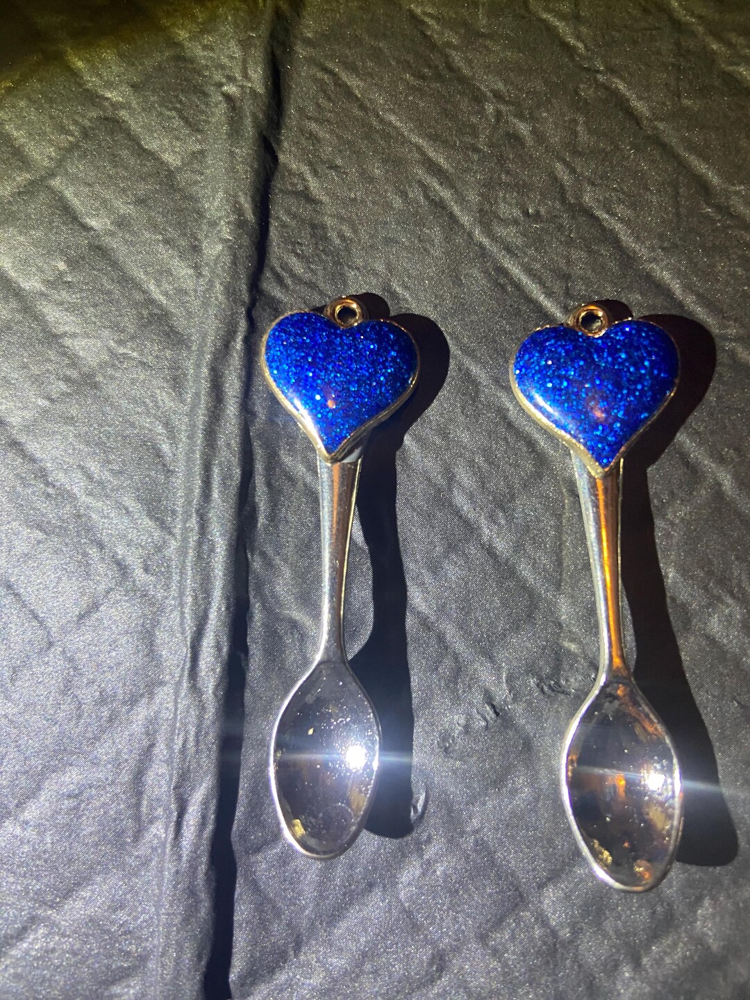 Sparkly Blue Heart Pendant Necklace - Etsy