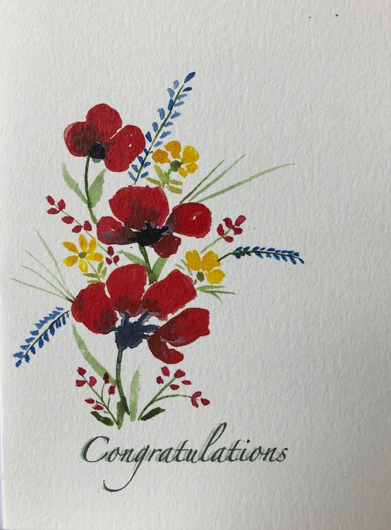 Congratulations Note CardWatercolor Card Flowers All | Etsy
