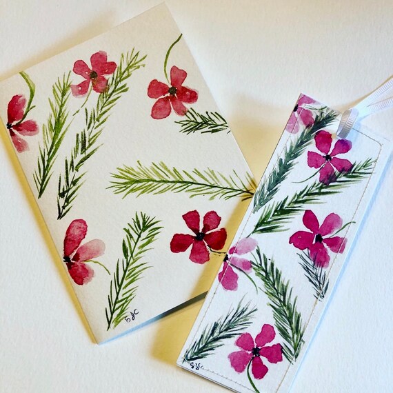 Watercolor Note Card & Bookmark Setpinks | Etsy