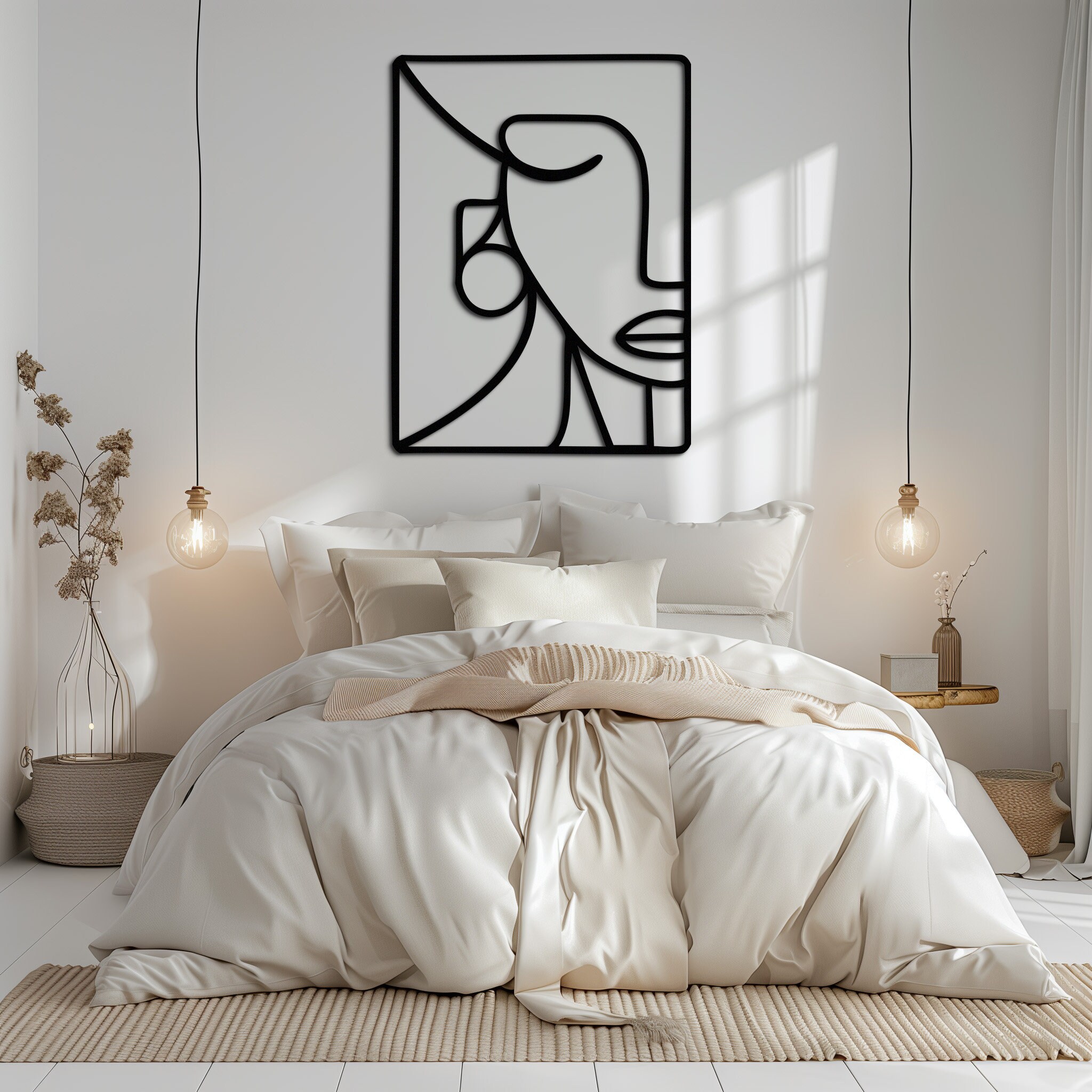 Romantic Woman Metal Wall Art, Woman's Face, Gift, Room Decor, Birthday ...
