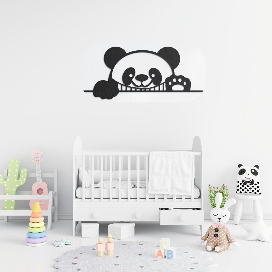 Panda Metal Wall Art, Baby Room Decor, Line Art Panda, Gift for Baby ...