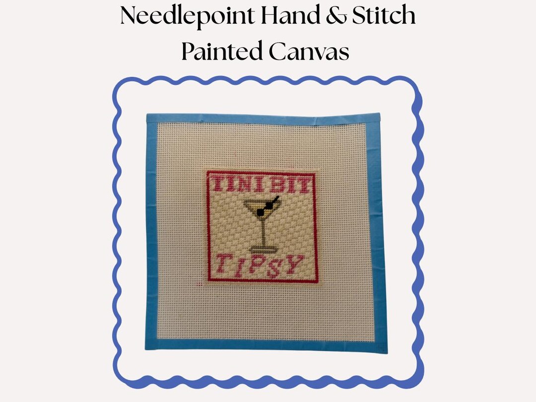 Tini Bit Tipsy Needlepoint Canvas - Hand-painted Martini Design ...