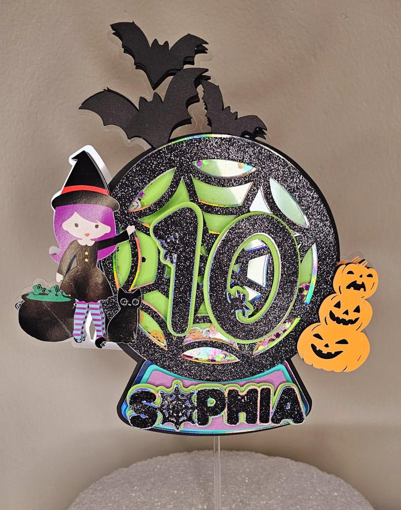 Witch Cake Topper, Spider Cake Topper, Halloween Birthday Cake Topper ...