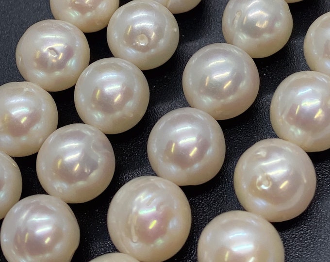 11-12mm A-AA Large Round Freshwater Pearls off Round Potato Pearl Ivory ...