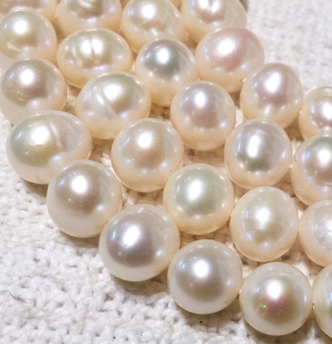 Big Round Freshwater Pearl 9-10mm Round Potato Pearl Natural Ivory ...