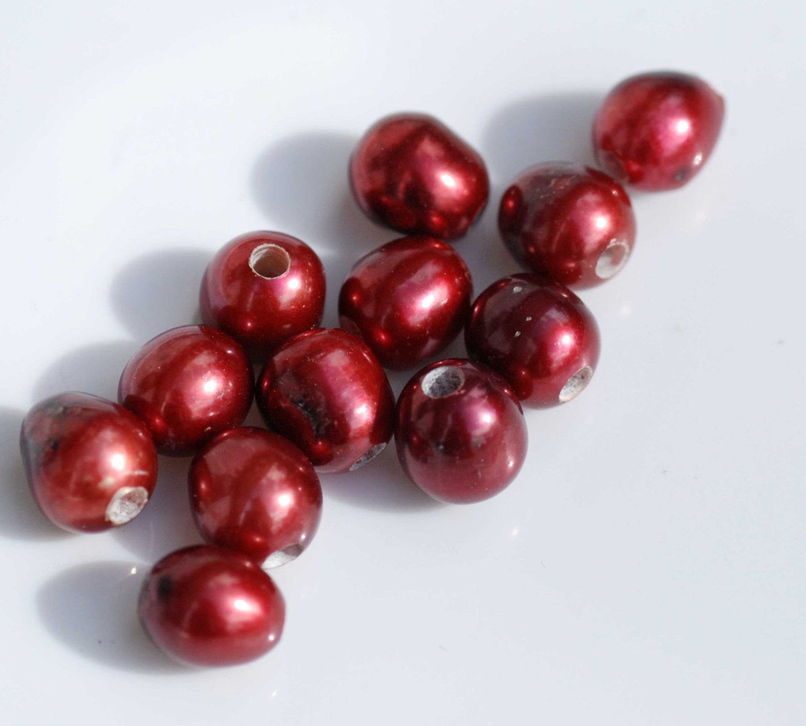 Large Hole Pearl Rice Pearl Nugget Pearl Freshwater Pearl Bright Red ...