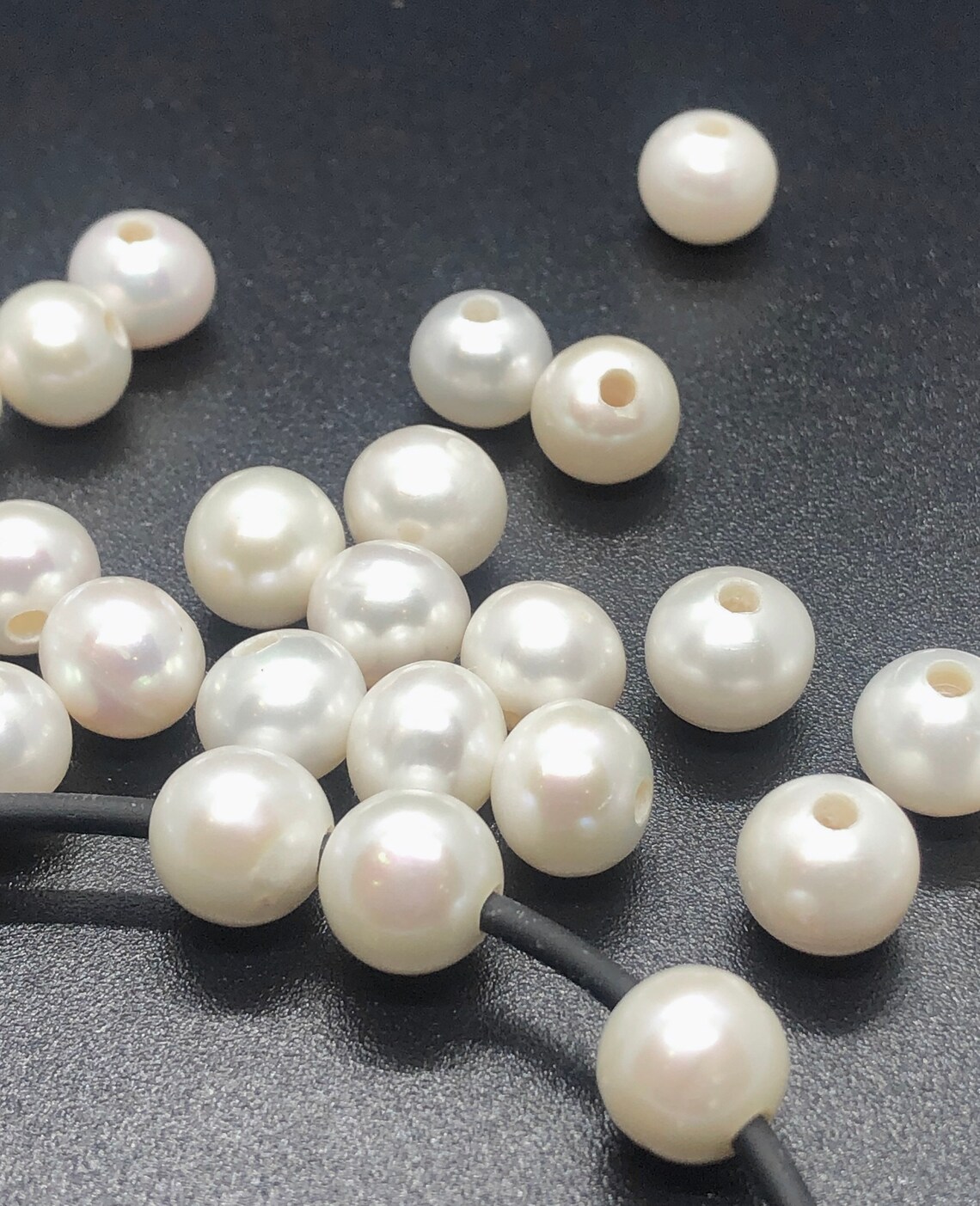 9-9.5mm AA Quality Round Ivory White Large Hole Freshwater Pear 10 Pc ...