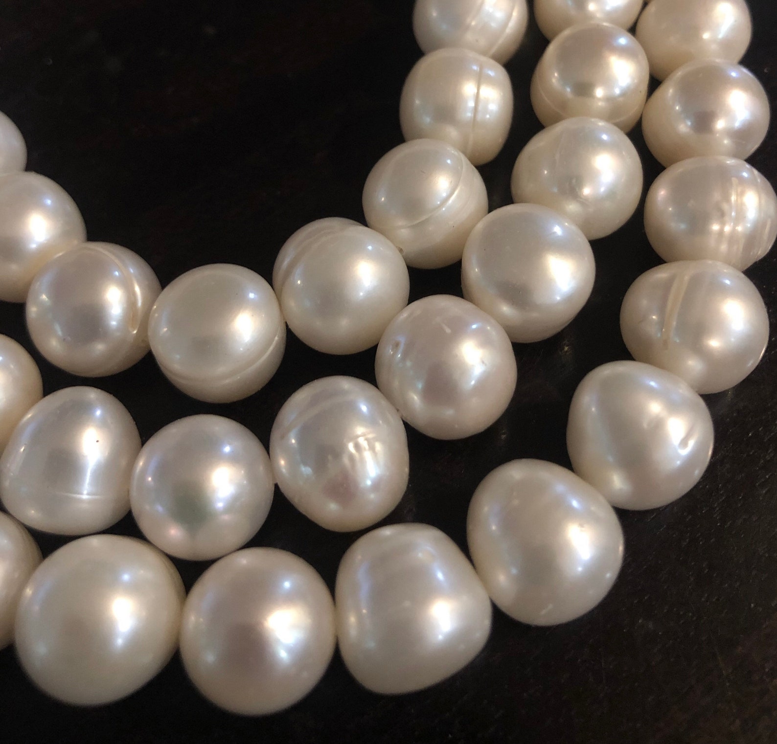 11-12mm A-AA off Round Freshwater Pearl Large Hole 2.2mm 3mm Potato ...