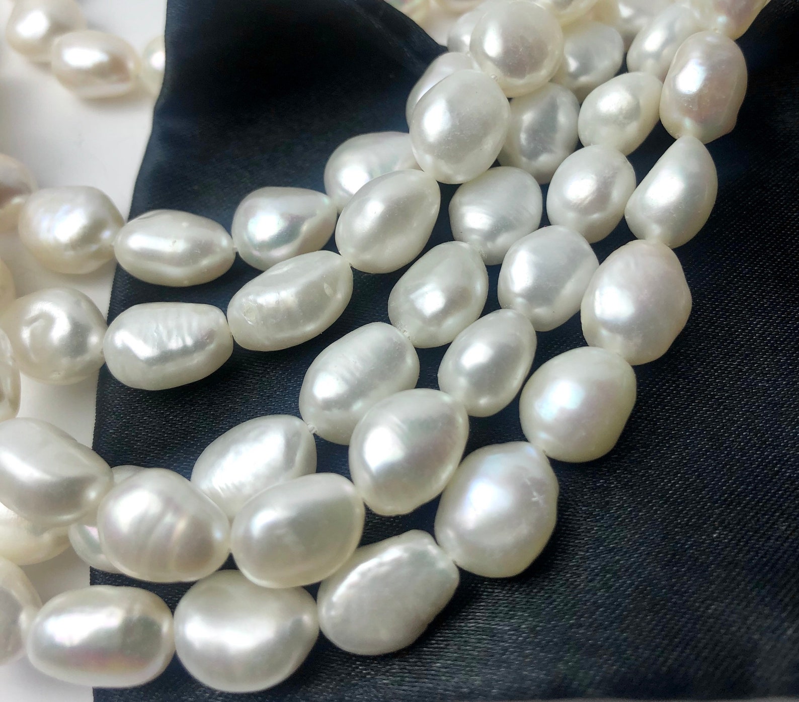 AAA High Quality Ivory White Baroque Freshwater Pearl 15" Full Strand 9 ...