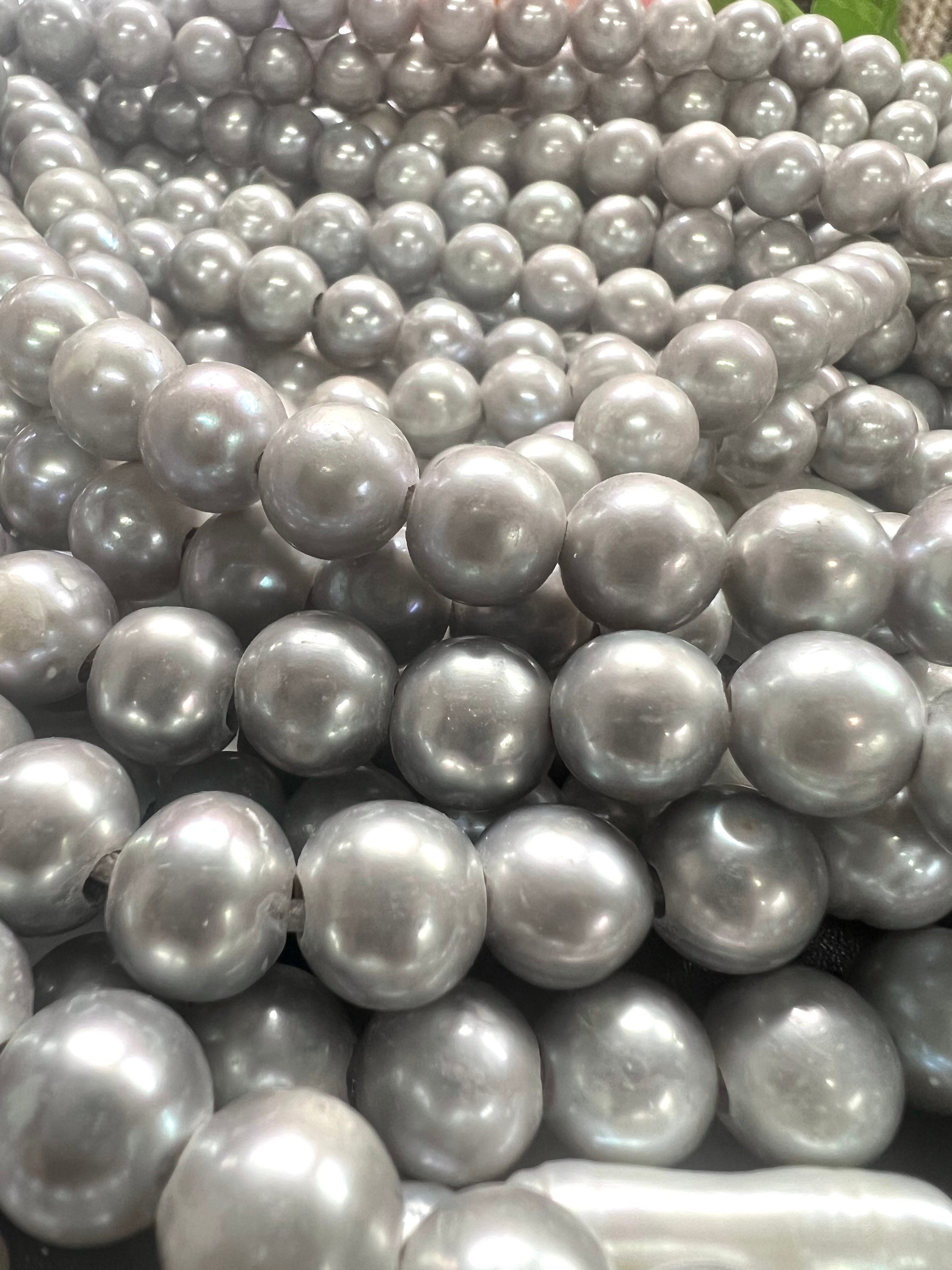 11-12mm A-AA off Round Freshwater Pearl Large Hole 2.2mm 3mm Potato ...