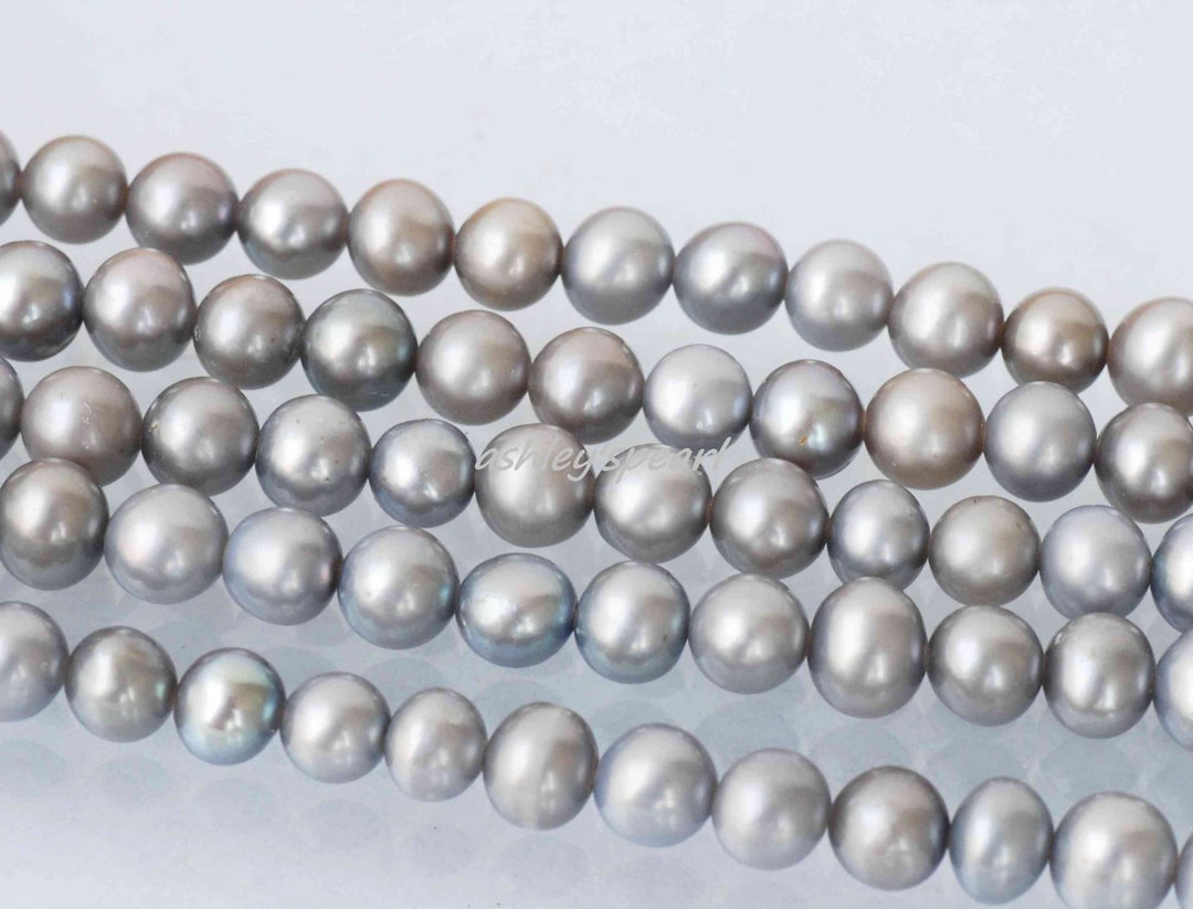 ROUND Pearl Freshwater Pearl Silver Grey Pearl Platinum AA 5mm Very ...