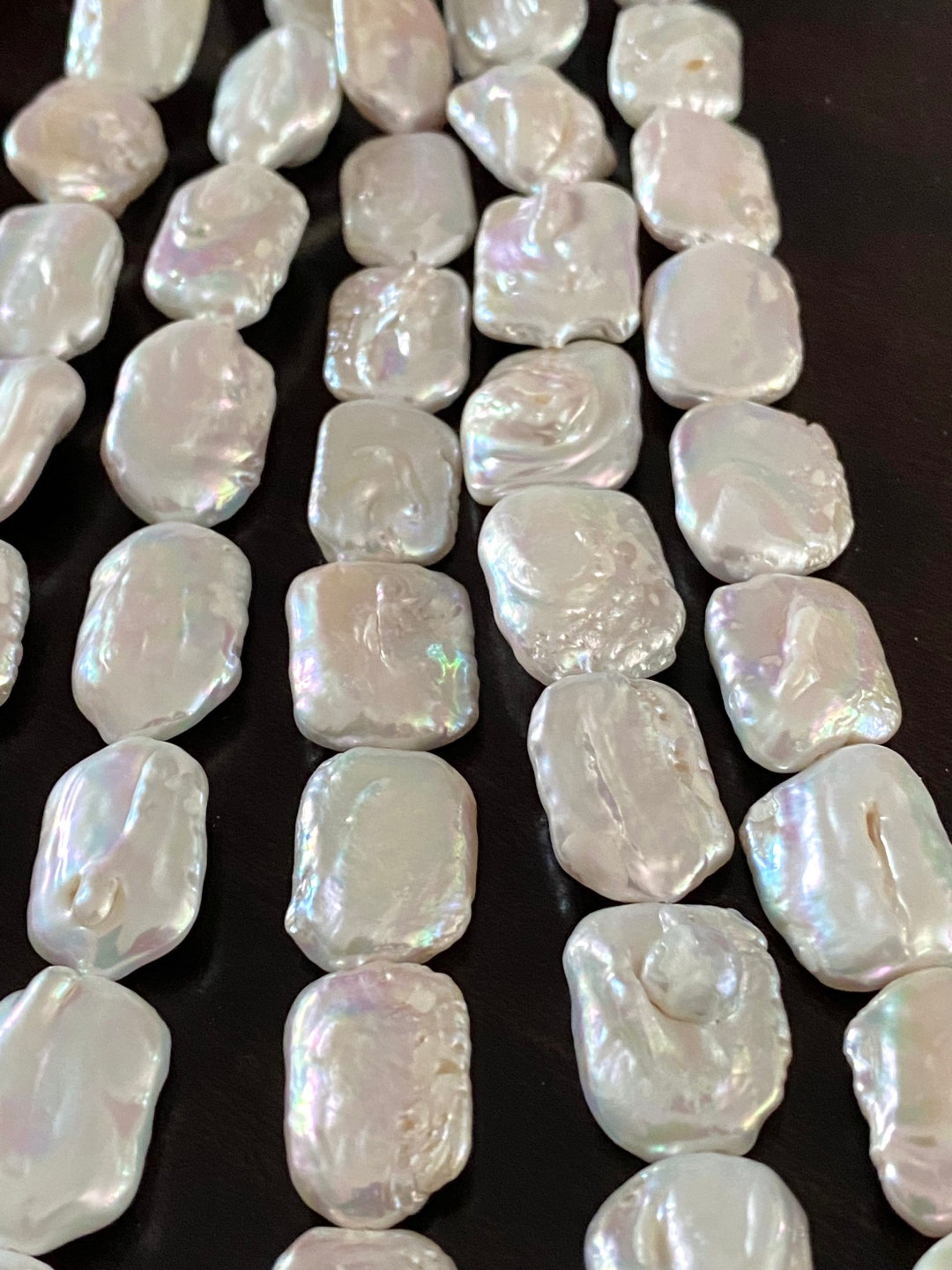 AA 15x20mm Baroque Square Pearl Beads, Thick Natural Ivory White ...