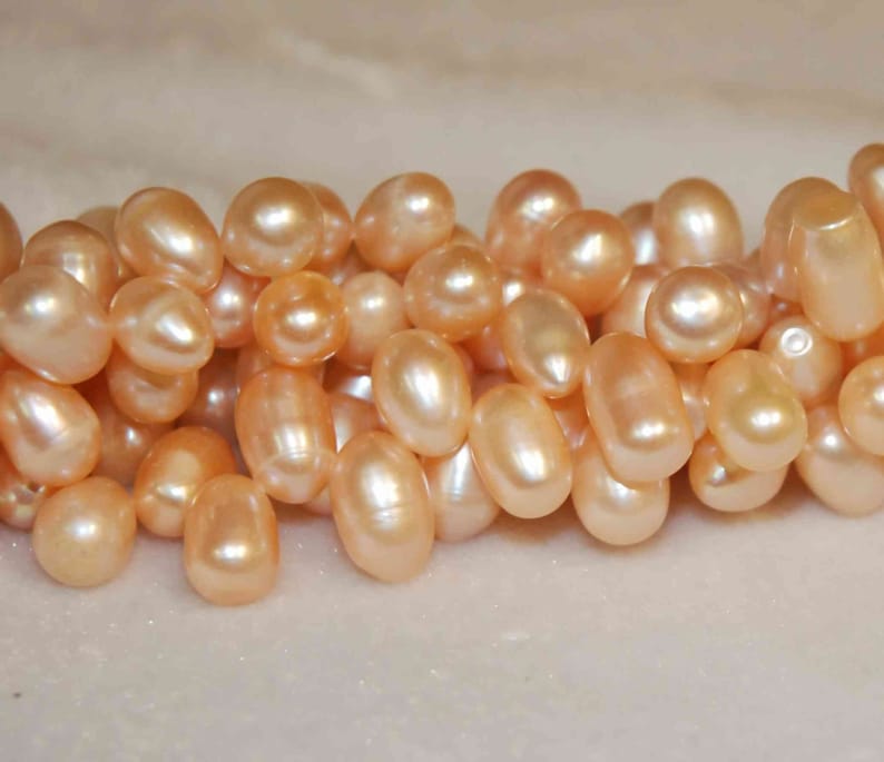 Top Drilled Dancing Pearl Freshwater Pearl 11mmx8mm Large Natural Peach ...