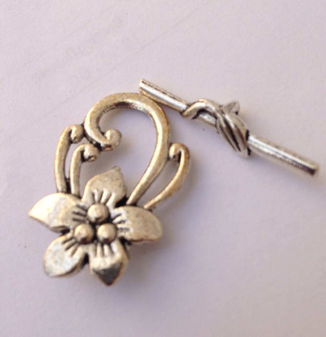 Tibet Silver Flower Clasp, 30mm Beading Clasp Toggle, Jewelry Findings ...