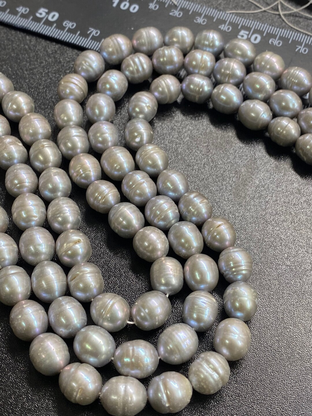 Big Rare AAA 10-11mmx11-12mm Silver Grey Oval Circled Baroque ...