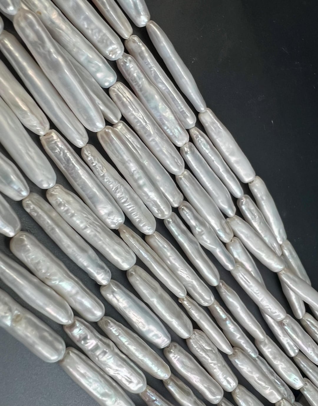 Rare AAA 2pc, 24-28mm X5-6mm Long Stick Biwa Pearl Beads, Skinny Ivory ...