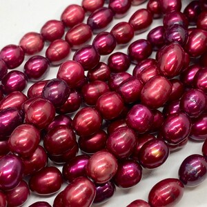 AA+ 8-9mmx9-12mm Rice Baroque Freshwater Pearl Fire Red Oval Baroque ...