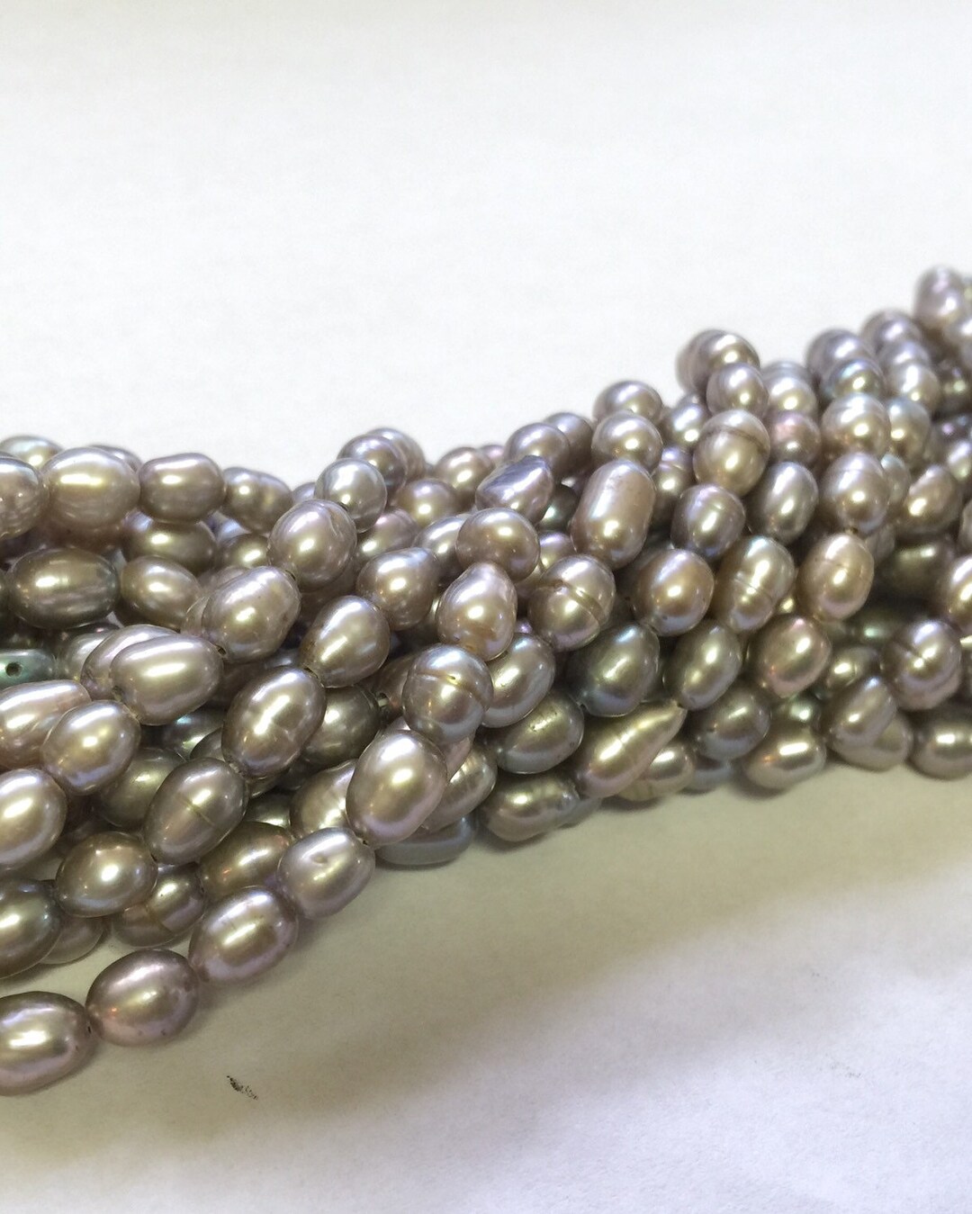 5 X 7mm Rice Pearl, Oval Pearl, Freshwater Pearl, Silver Grey Pearl 15 ...