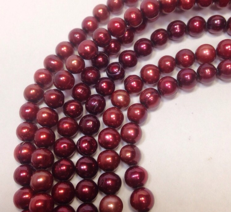 AA 6-7mm Burgundy Red Round Freshwater Pearl Quality Stunning - Etsy