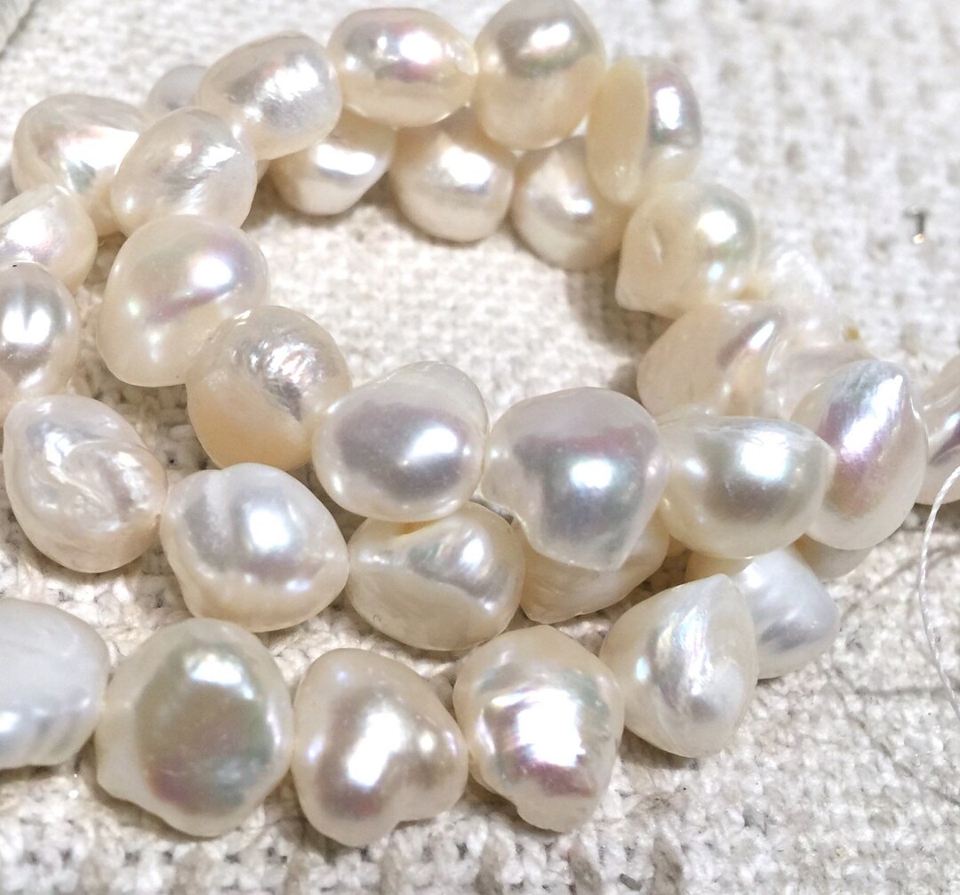 AA+ 10-12mm Baroque Pearl Freshwater Pearl, Pebble Ivory White Cream ...