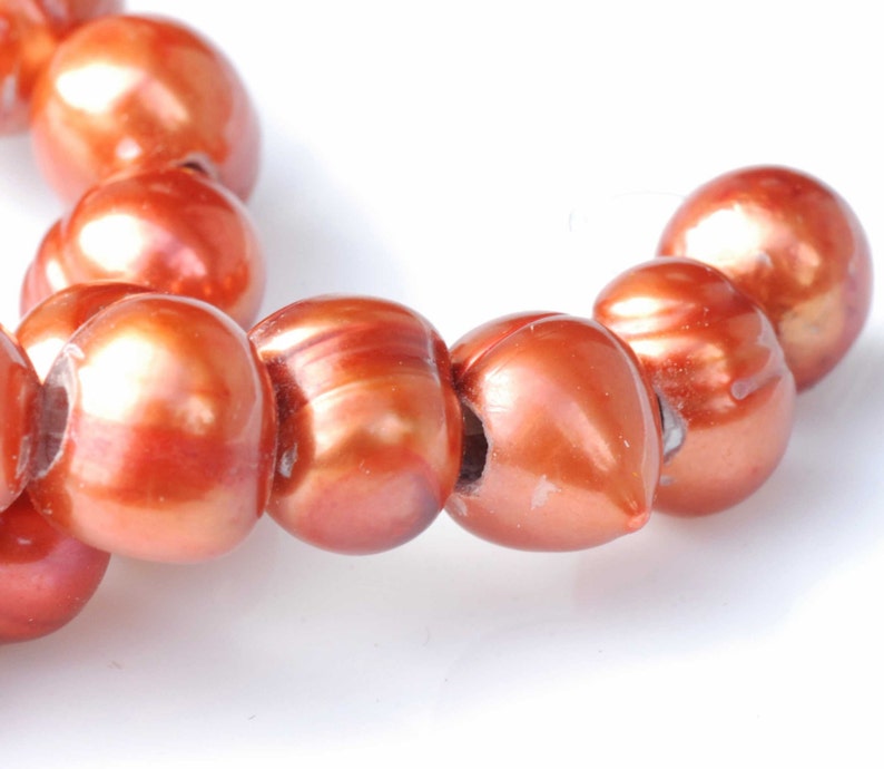 Large Hole Pearl Round Pearl Baroque Pearl Freshwater Pearl Rust Brown ...