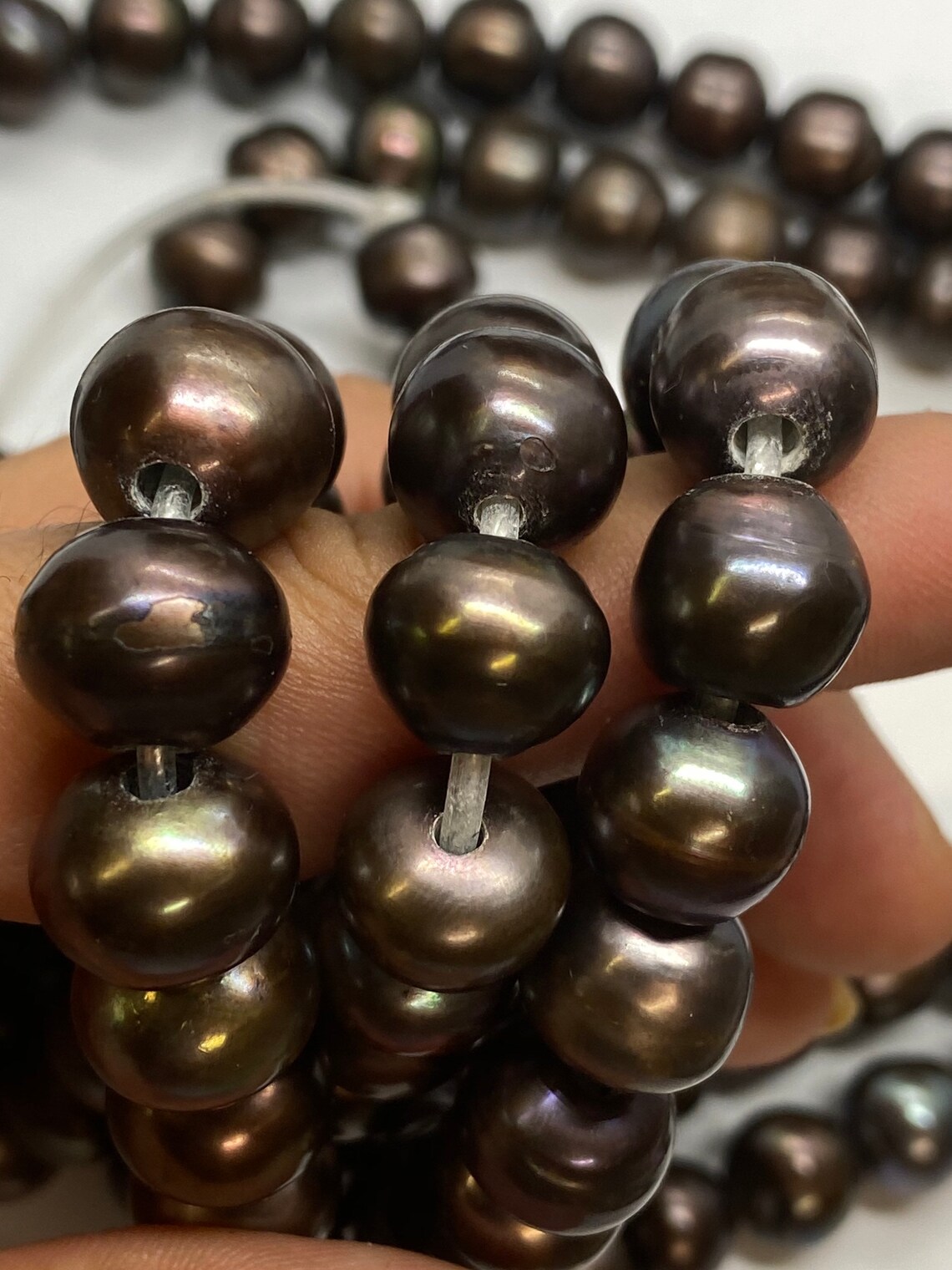 11-12mm A-AA off Round Freshwater Pearl Large Hole 2.2mm 3mm Potato ...