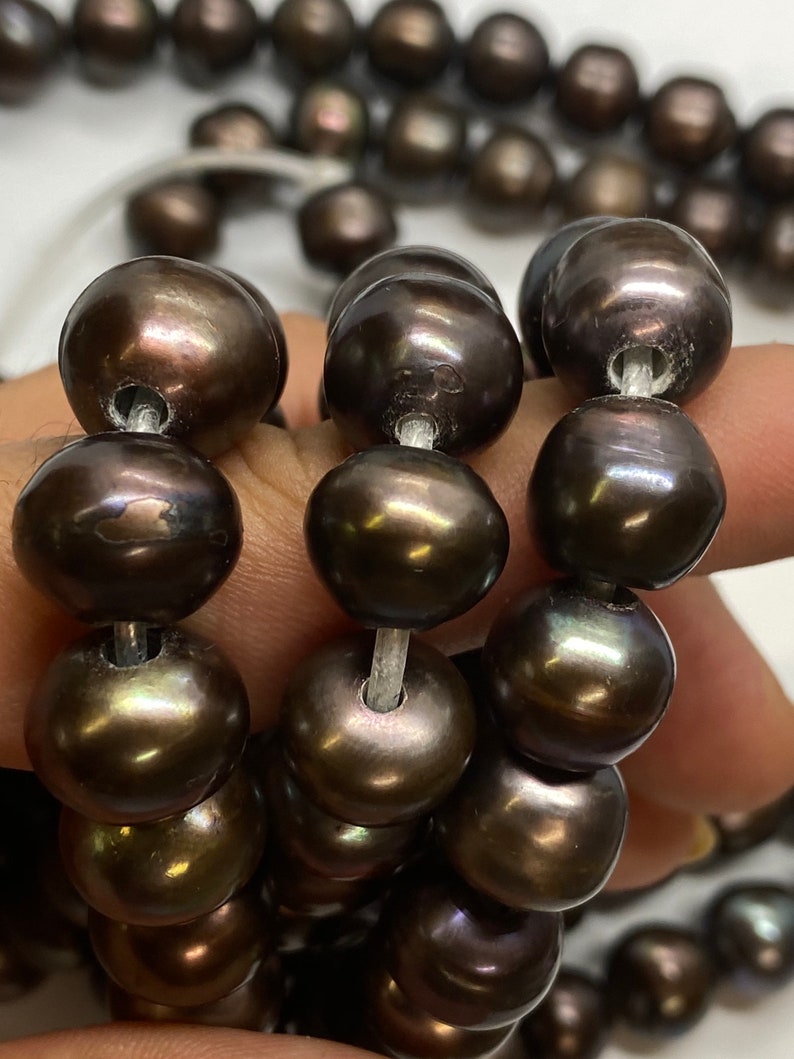 11-12mm A-AA off Round Freshwater Pearl Large Hole 2.2mm 3mm Potato ...