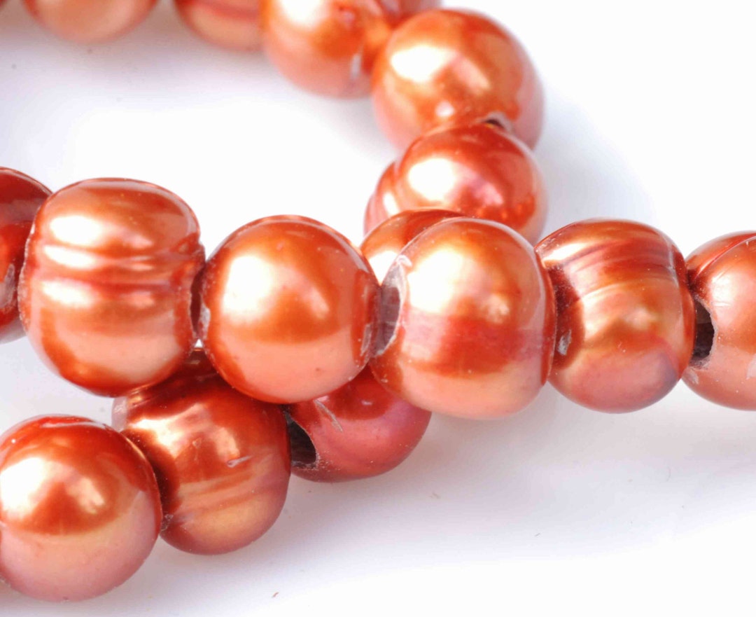 Large Hole Pearl Round Pearl Baroque Pearl Freshwater Pearl Rust Brown ...