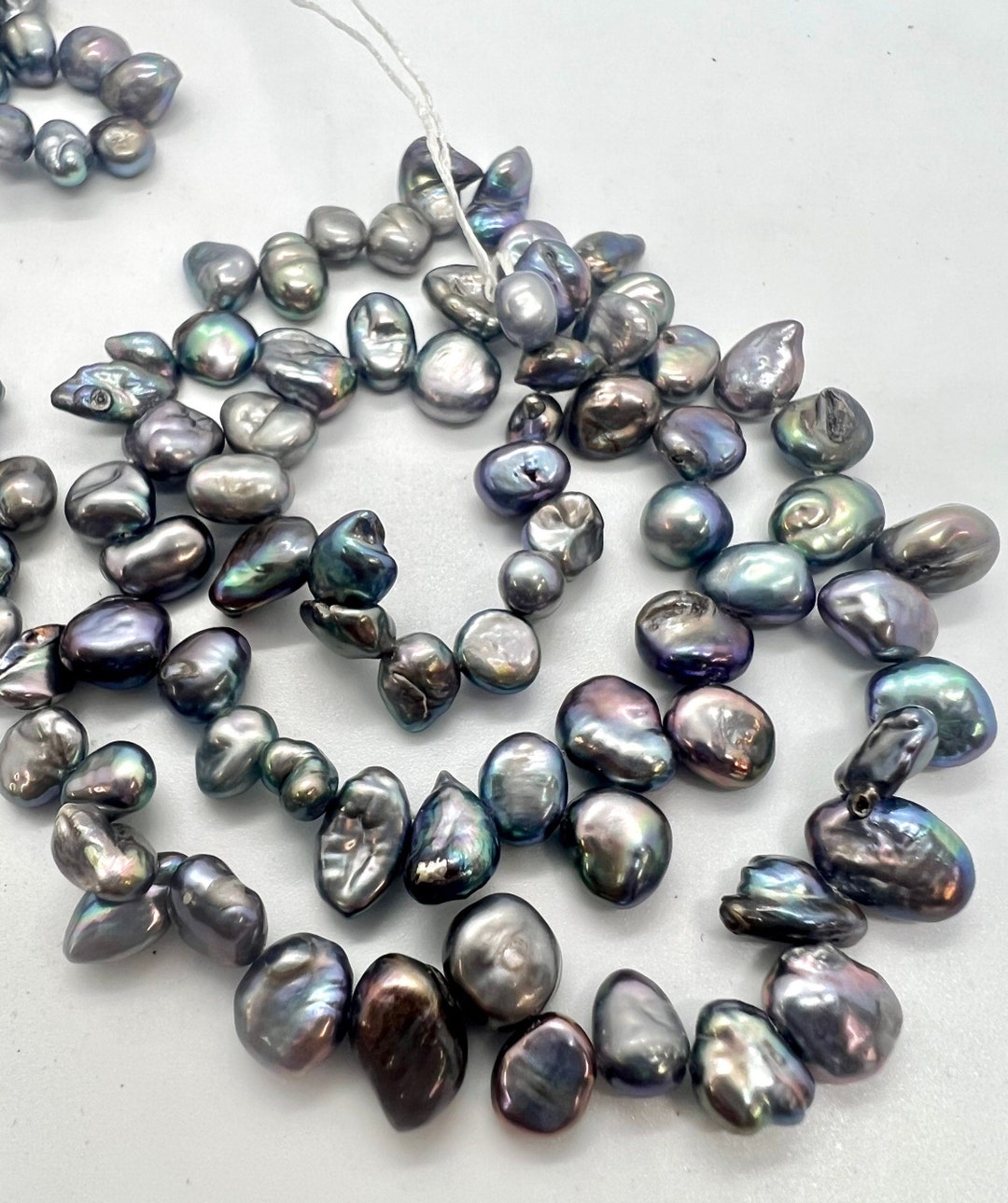 AA+ 5-6mmx6-8mm Briolette Peacock Blue Keshi Pearl, Top Drilled Dancing Pearl, 15 Pcs BRIOLETTE ...