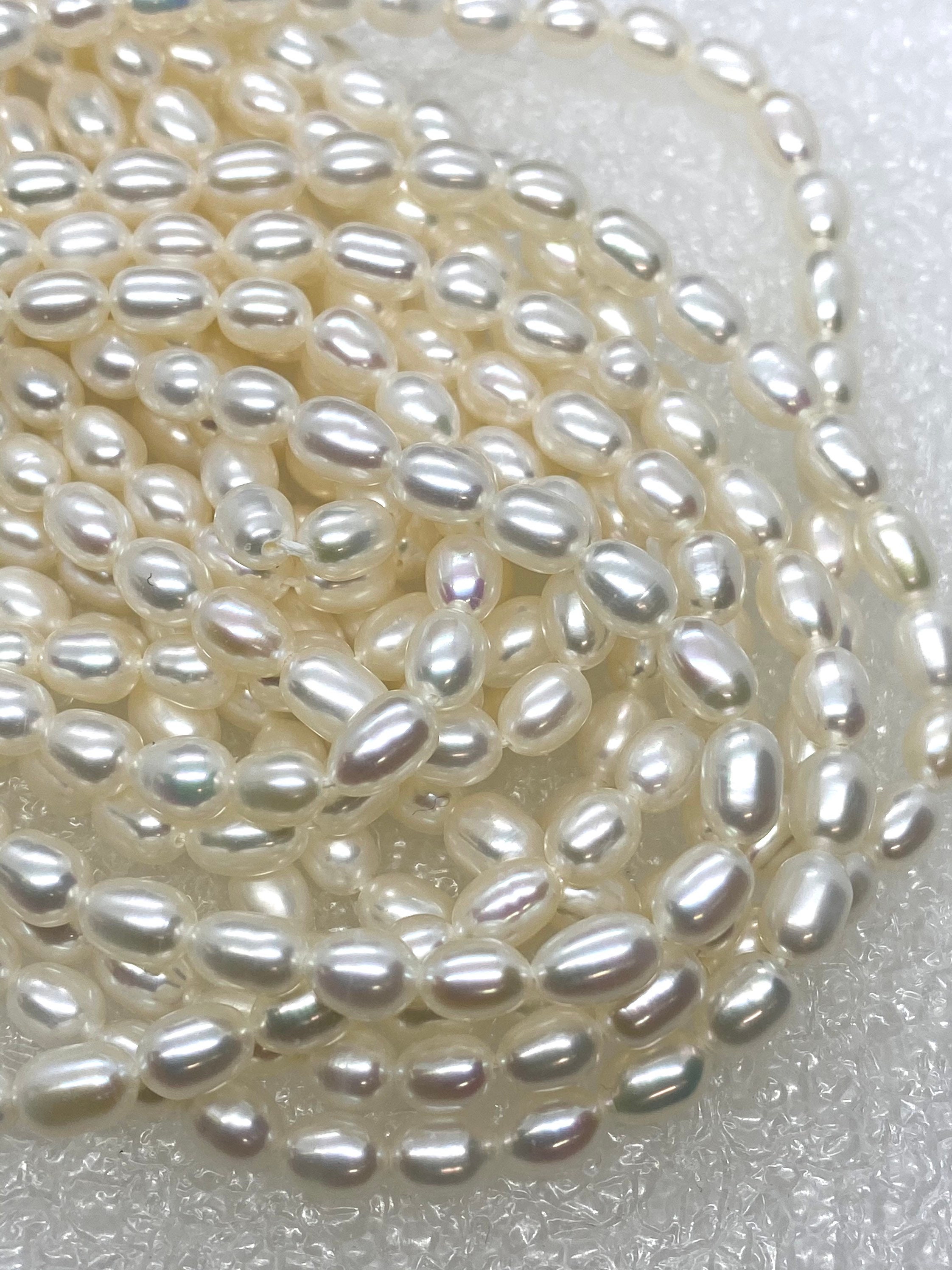 AAA White 4.5mmx6mm Oval Rice Freshwater Pearl Full Strand | Etsy