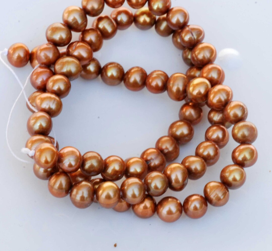 AA 6mm Full Strand Freshwater Pearl Round Potato Pearl Bronze Brown ...