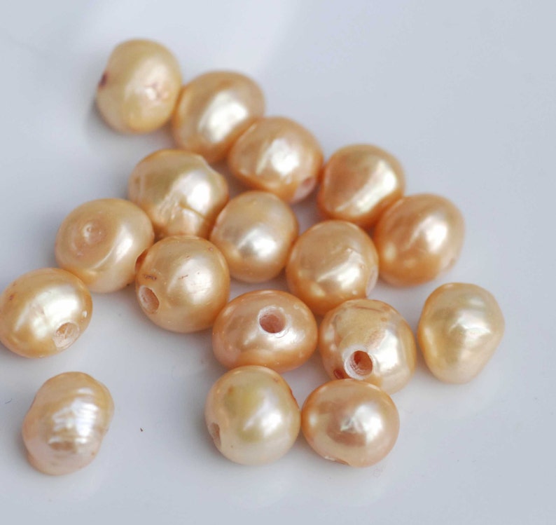 AA+ 8-10mm Large Hole Freshwater Pearl 2.5mm Hole--10 Pc Light Brown ...