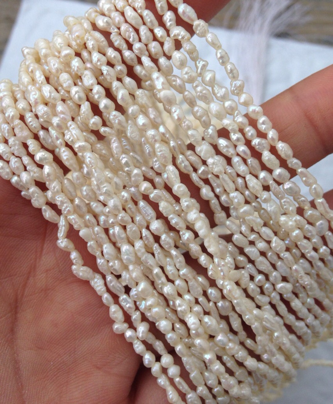 Seed Pearl Baroque Rice Pearl Freshwater Pearl Ivory White 2.5mm 3-3 ...