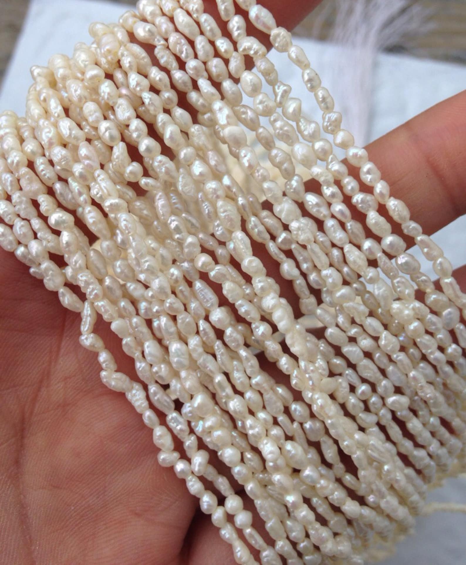 Seed Pearl Baroque Rice Pearl Freshwater Pearl Ivory White - Etsy