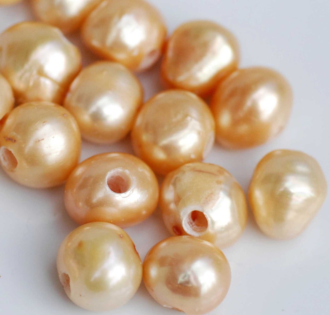 Large Hole Freshwater Pearl 2.5mm Hole10 Pc Light Brown Champagne 8 ...