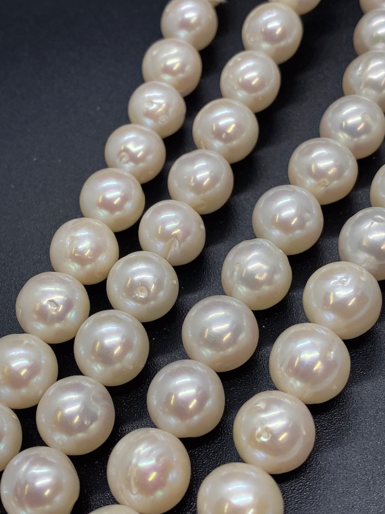 11-12mm A-AA Large Round Freshwater Pearls off Round Potato Pearl Ivory ...