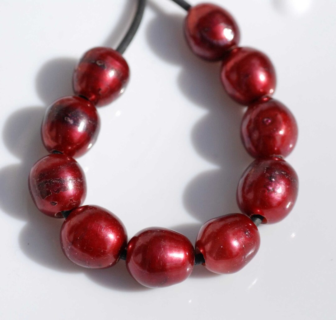 Large Hole Pearl Rice Pearl Nugget Pearl Freshwater Pearl Bright Red ...