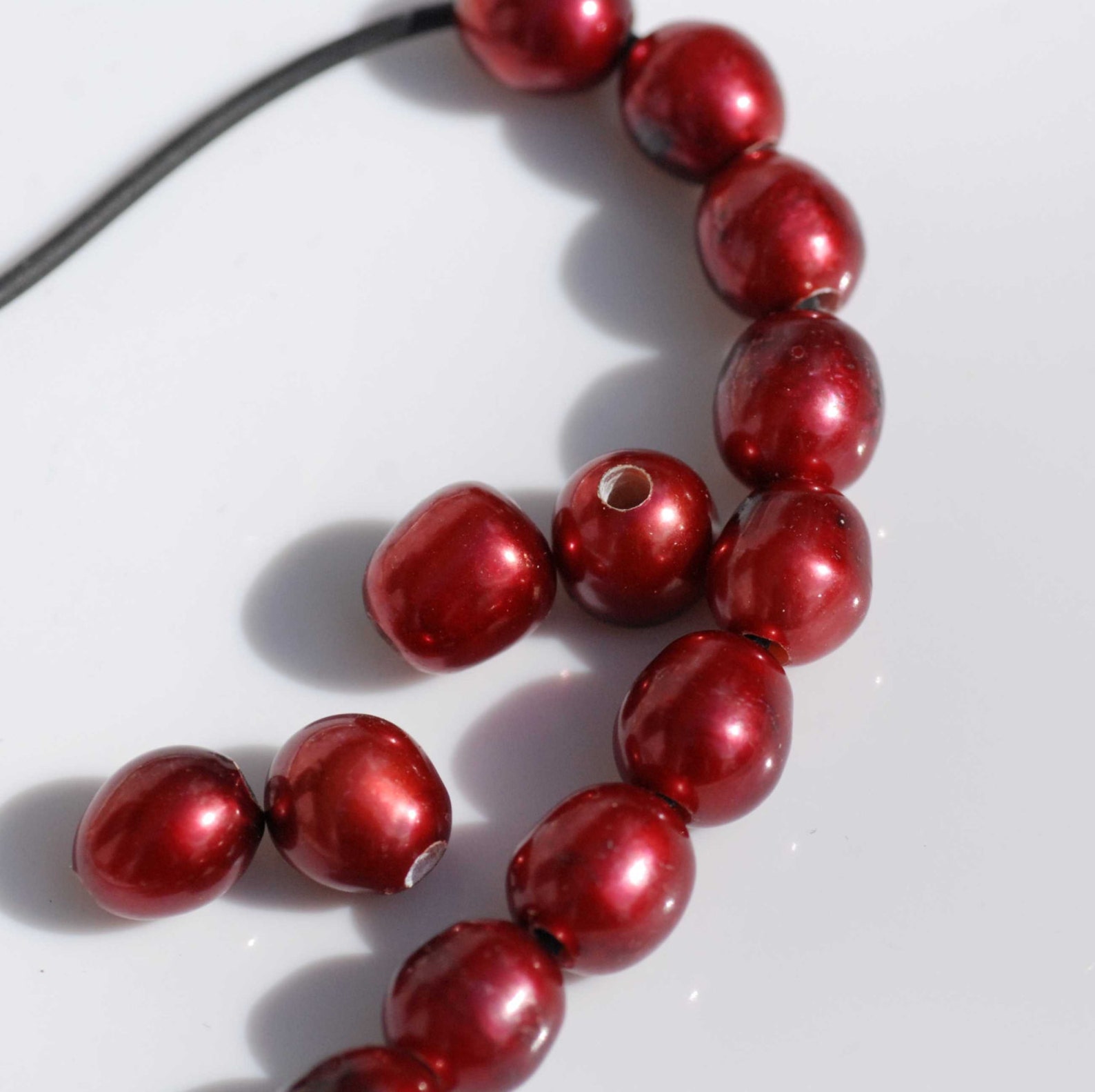 Large Hole Pearl Rice Pearl Nugget Pearl Freshwater Pearl Bright Red ...
