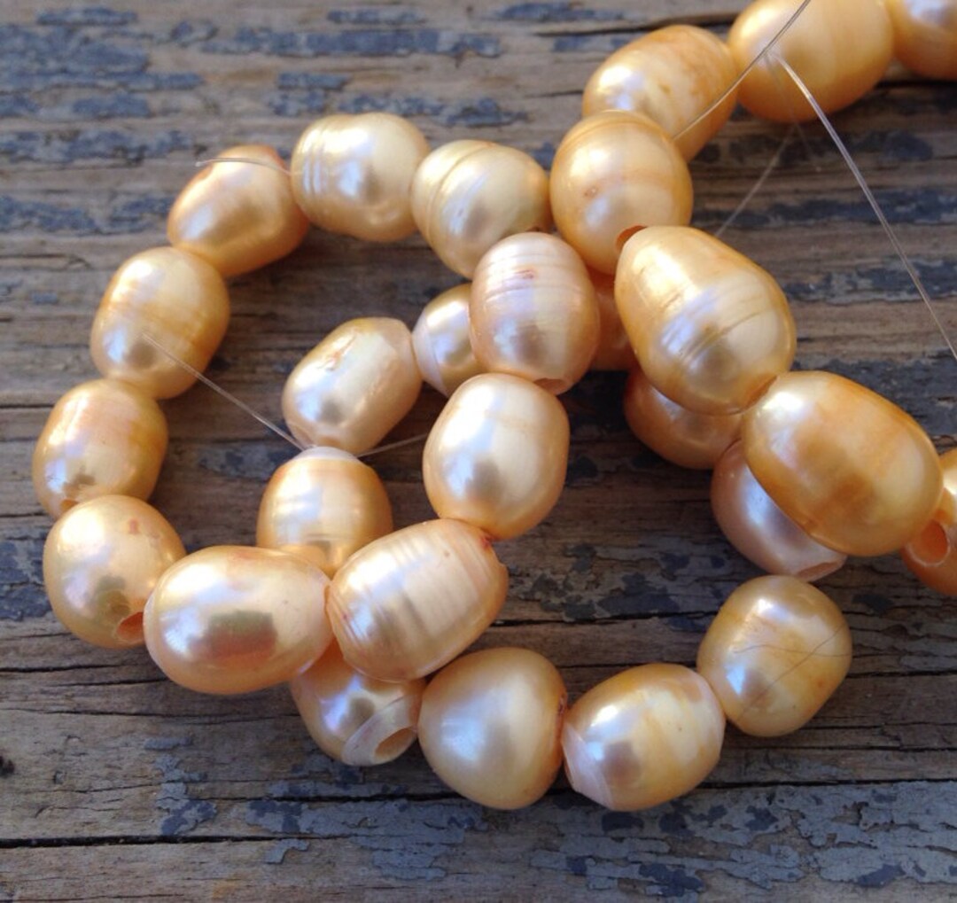 Large Hole Pearl Freshwater Pearls 2.5mm Light Champagne Peach Color ...